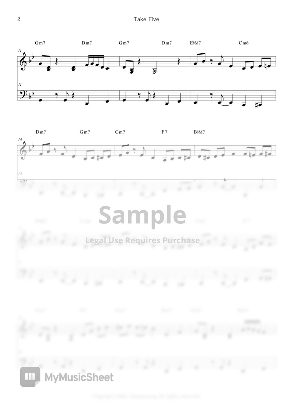 Dave Brubeck - Take Five (Easy Jazz) Sheet Music by Joseonsaeng