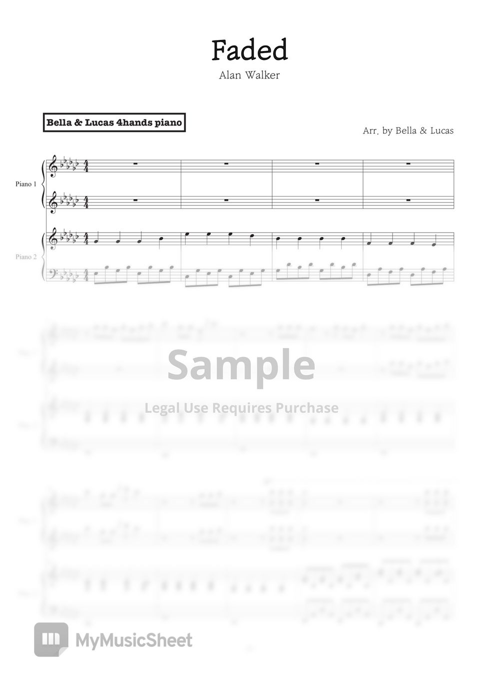 Alan Walker - Faded Sheet Music by BELLA&LUCAS