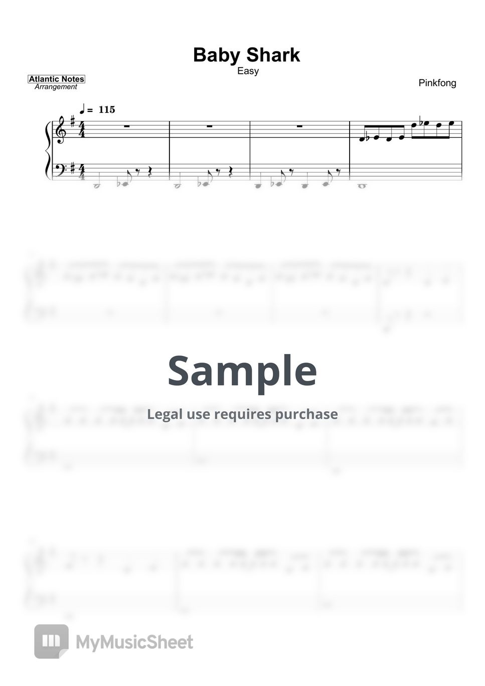 Pinkfong - Baby Shark Song Sheets by Toon Keys