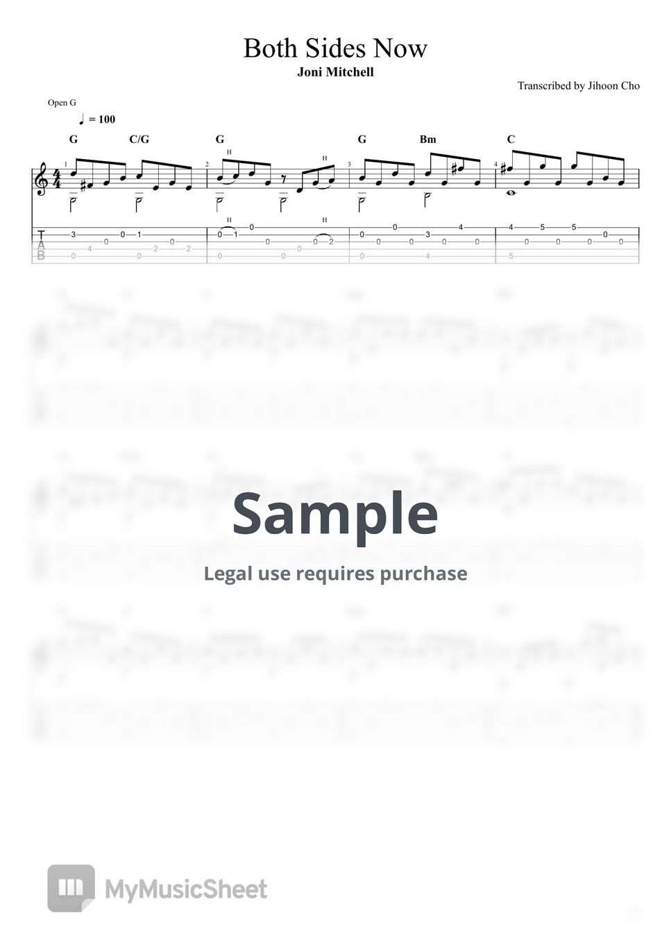 Joni Mitchell - Both Sides Now (Original performance by Randy Scruggs) Sheet Music by Jihoon Cho