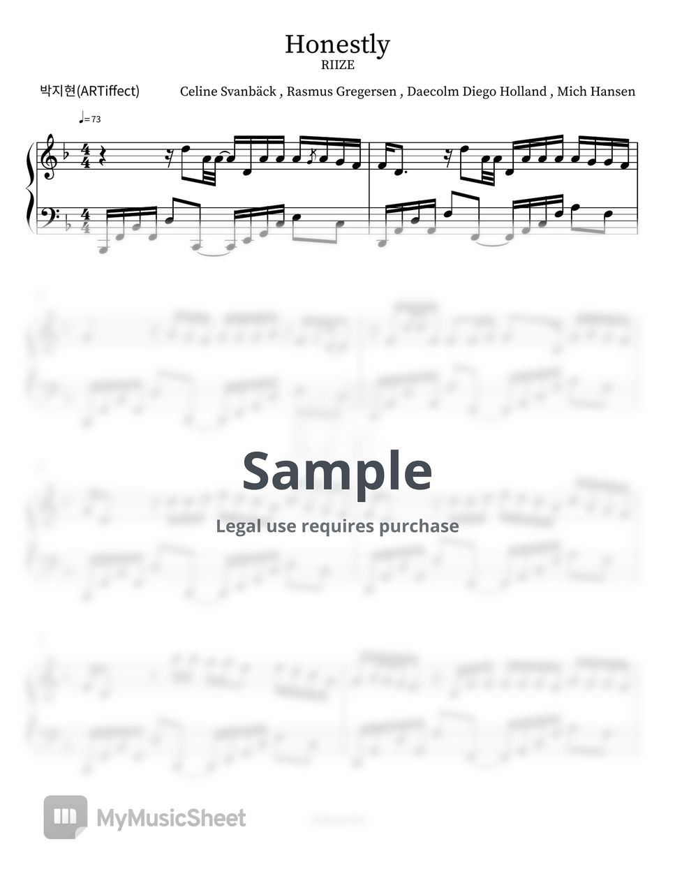 RIIZE(라이즈) - Honestly Sheet Music by chihyun416