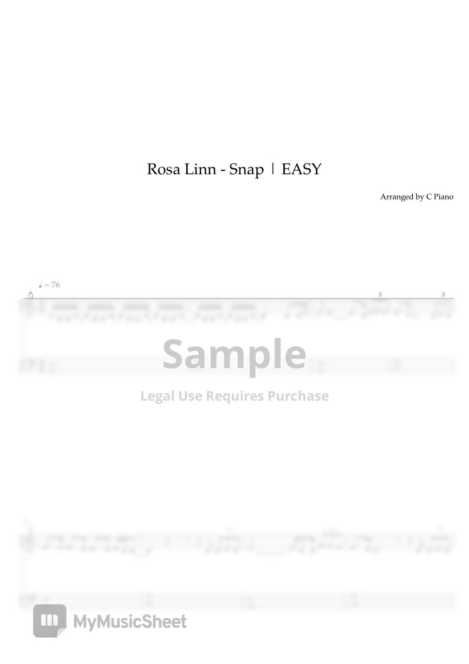 Rosa Linn - Snap (Easy Version) Sheet Music by C Piano