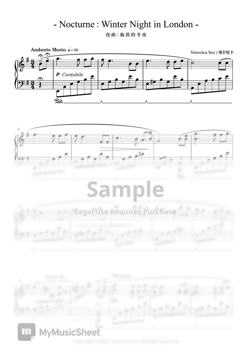 Veronica Yen｜維若妮卡 - Nocturne: Winter Night in London｜倫敦的冬夜 (romantic, nocturne) Hoja