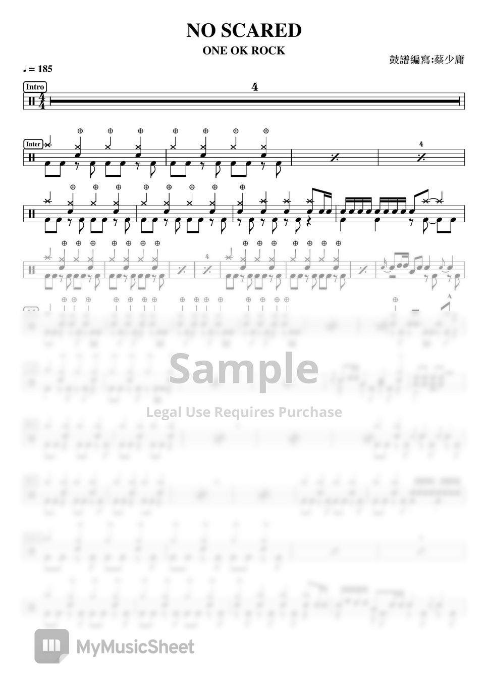 ONE OK ROCK - NO SCARED Partitura by DrummerFrank