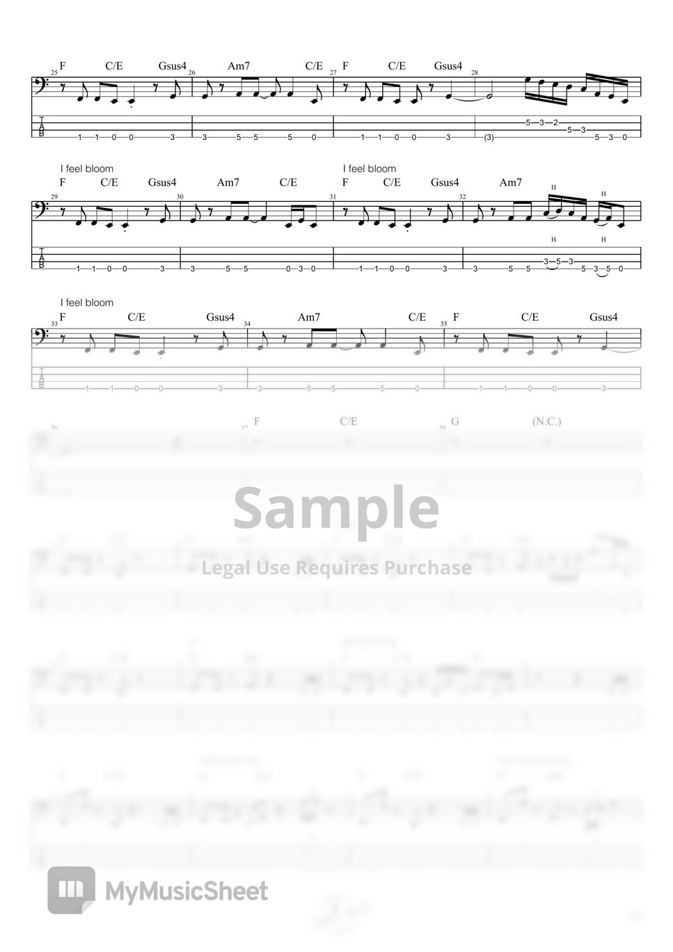 아이유 IU - Blueming [Origimal ver.] (Bass) TAB+1 Staff by Sweet Bass