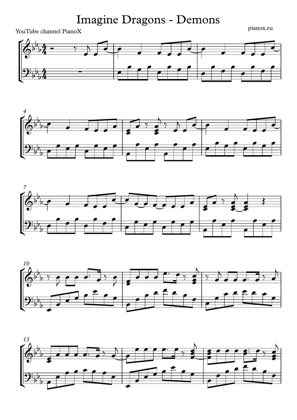 Imagine Dragons - Demons Sheets by PianoX