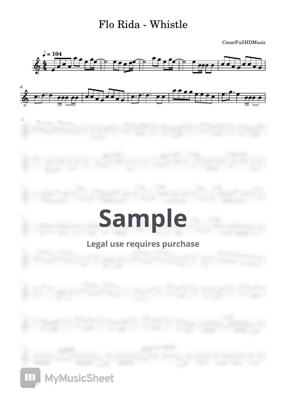 Flo Rida - Whistle 악보