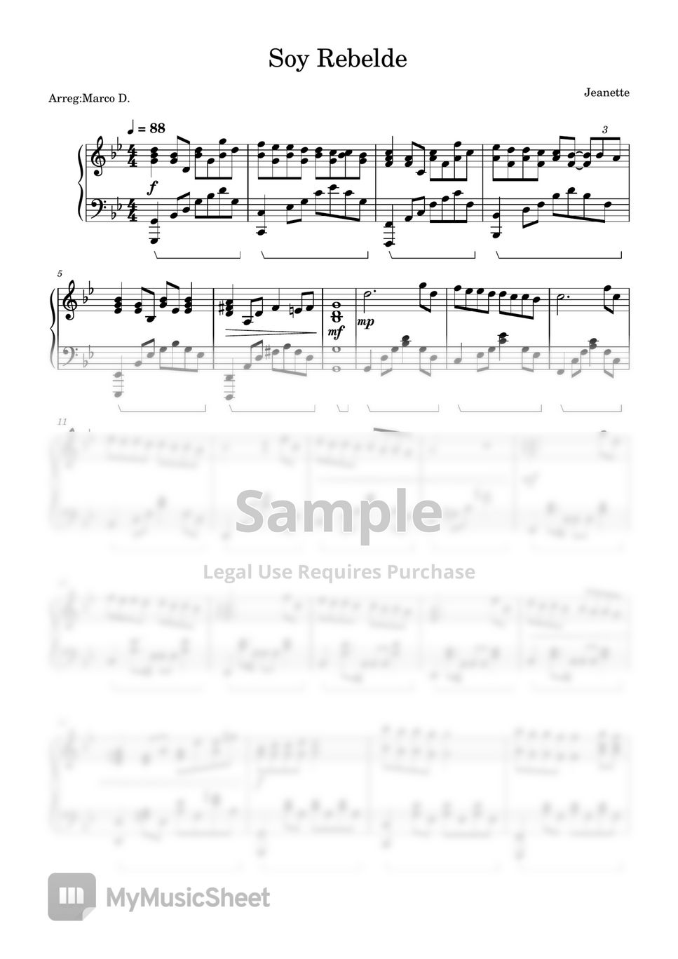 Jeanette - Soy Rebelde Sheets by Marco D.