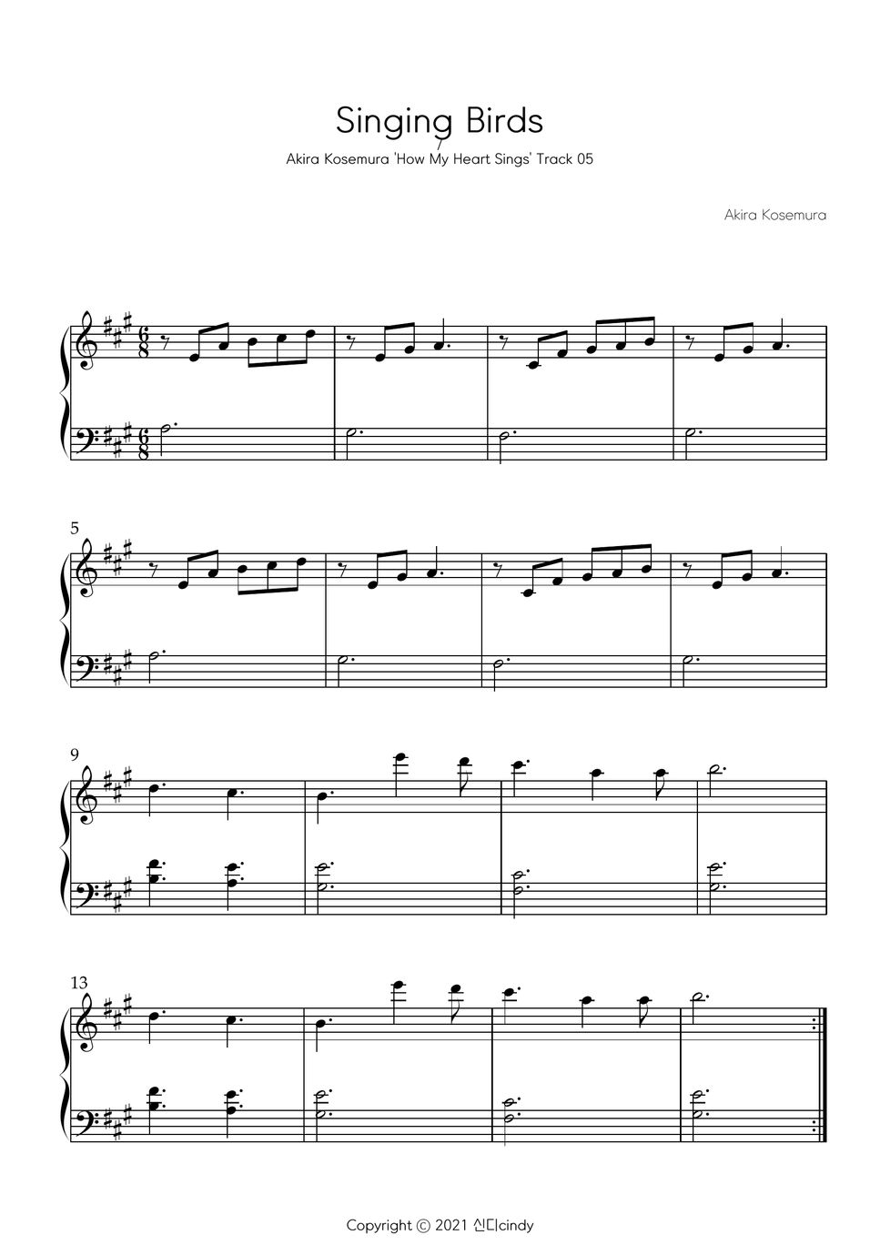 Akira Kosemura - Singing Birds Sheet by 신디cindy