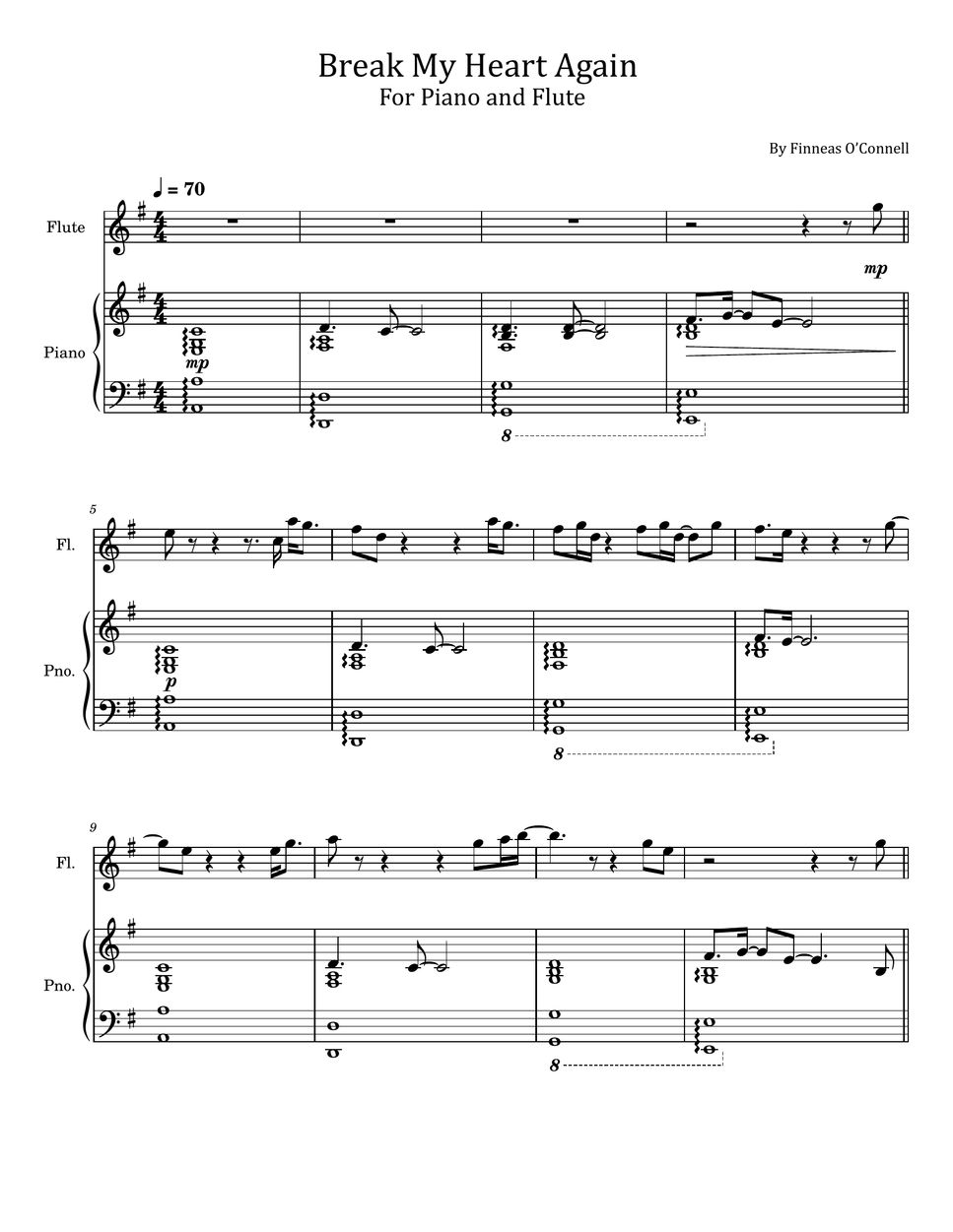 Finneas Oconnell Break My Heart Again For Piano And Flute Sheets By Poon