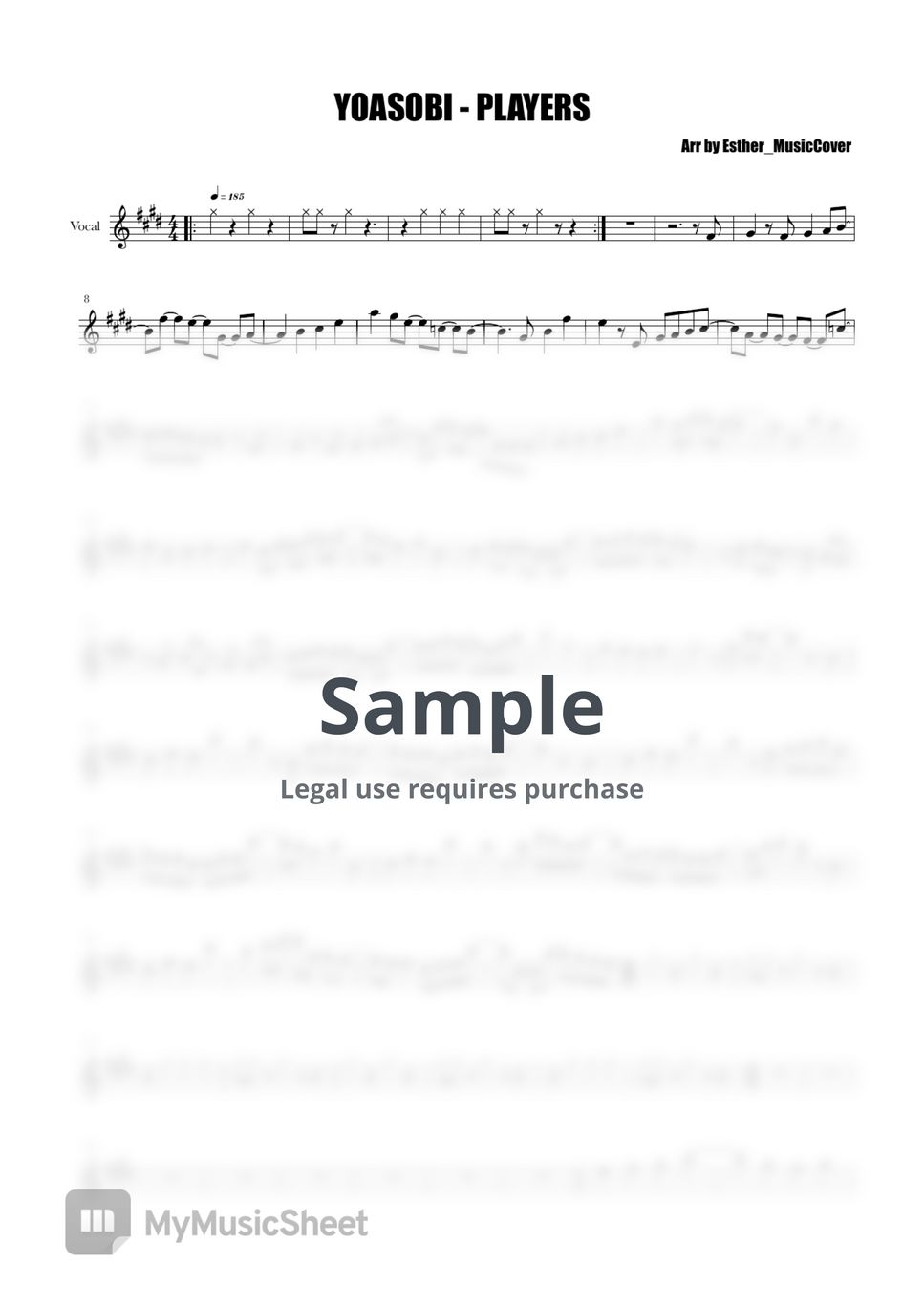 YOASOBI - PLAYERS Sheet Music by Esther_MusicCover