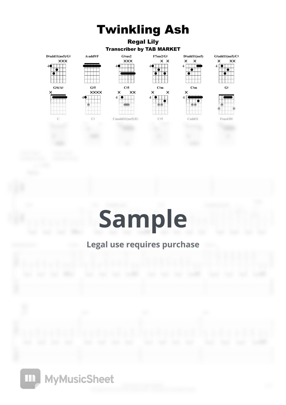 Regal Lily - Twinkling Ash 악보 by TAB MARKET