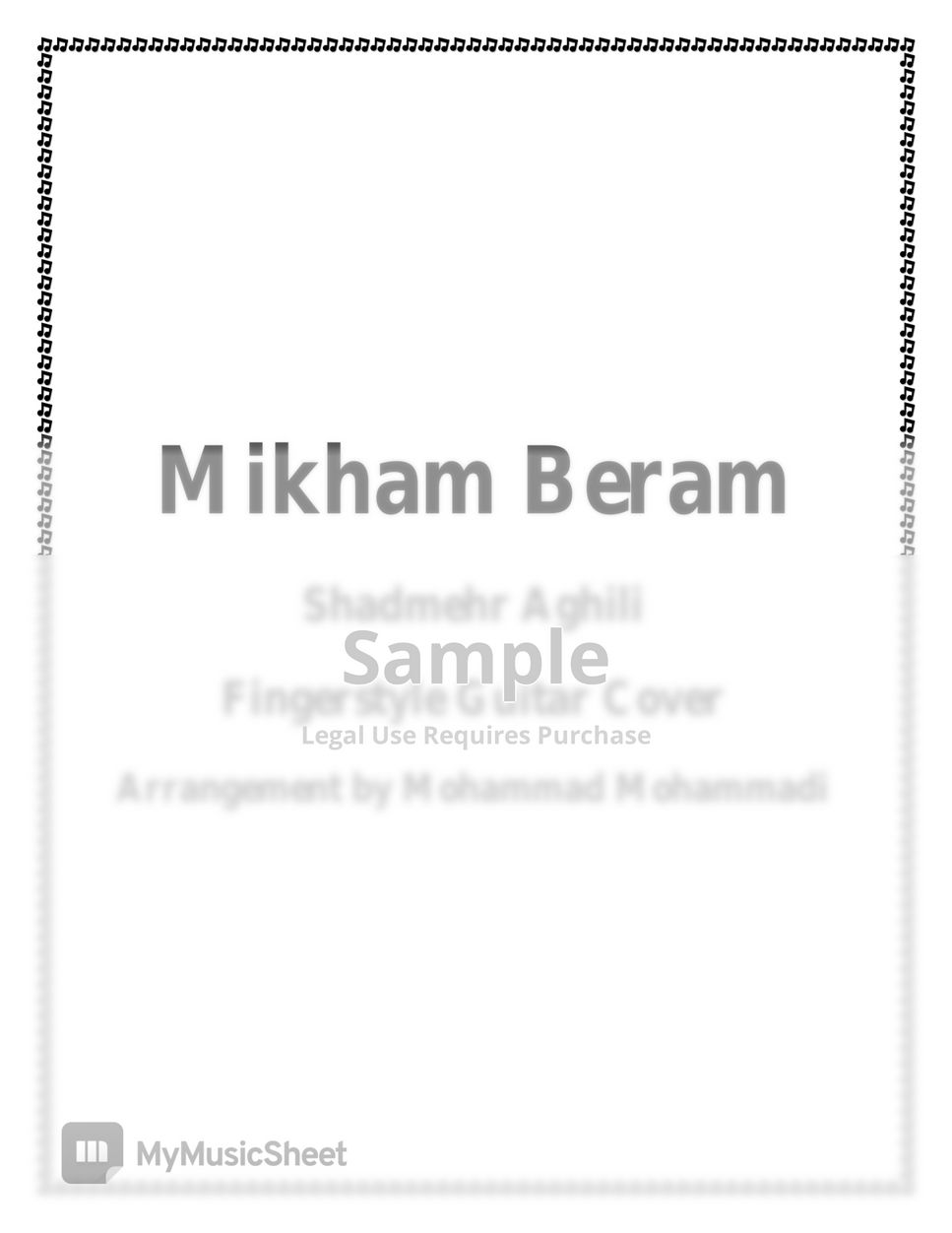 Shadmehr Aghili - Mikham Beram (Demo Version) Sheets by Mohammad Mohammadi