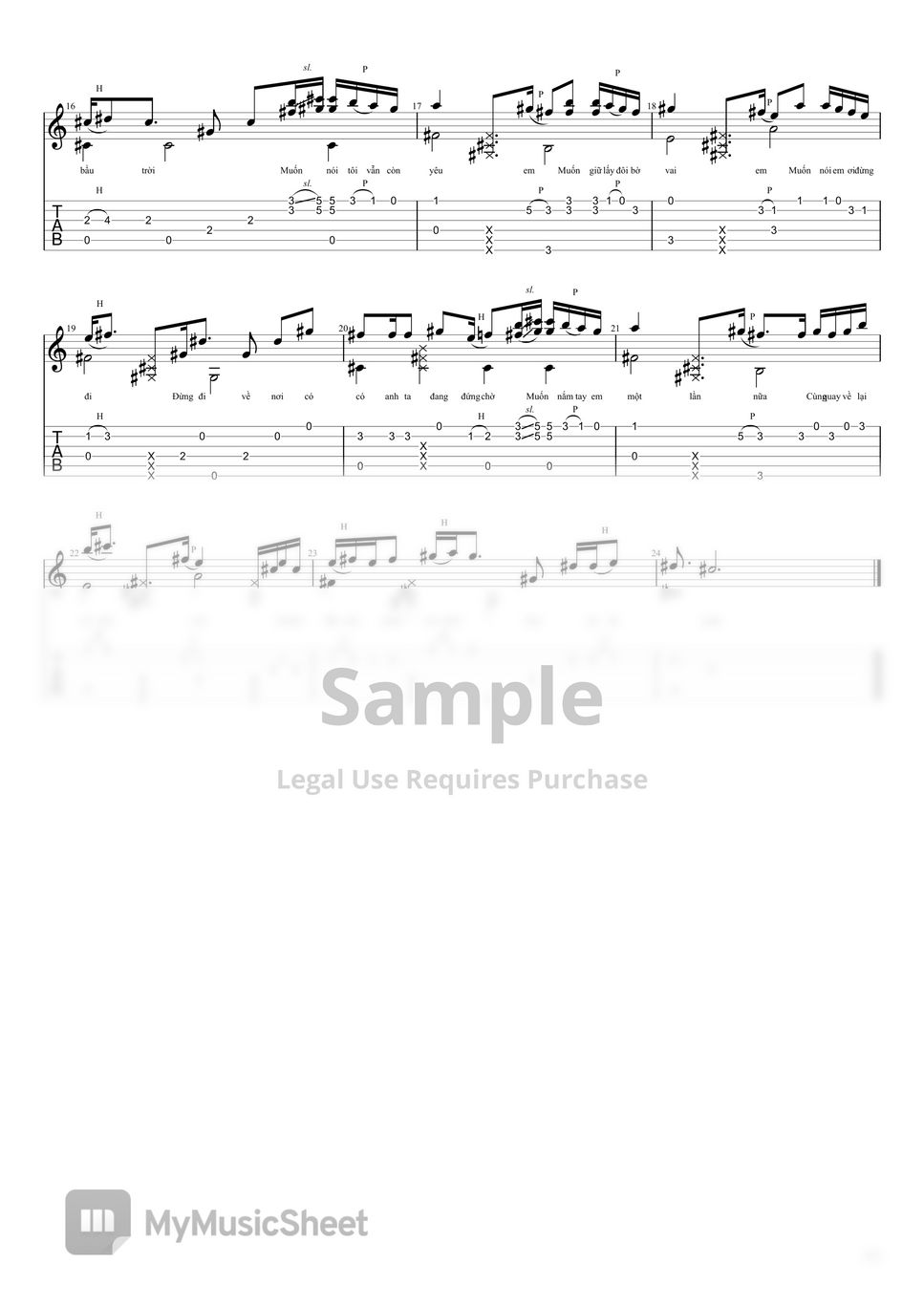 T.R.I ft Cá - Ánh Sao Và Bầu Trời Tab + 1staff by An Guitar