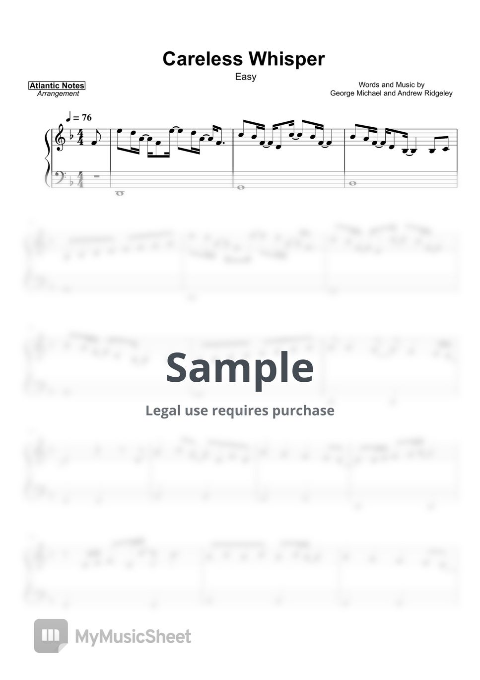 George Michael - Careless Whisper Sheets by Atlantic Notes