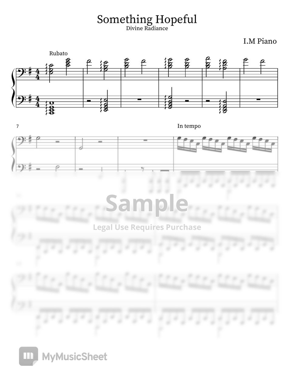 I.M Piano - Something Hopeful Sheet Music by I.M Piano