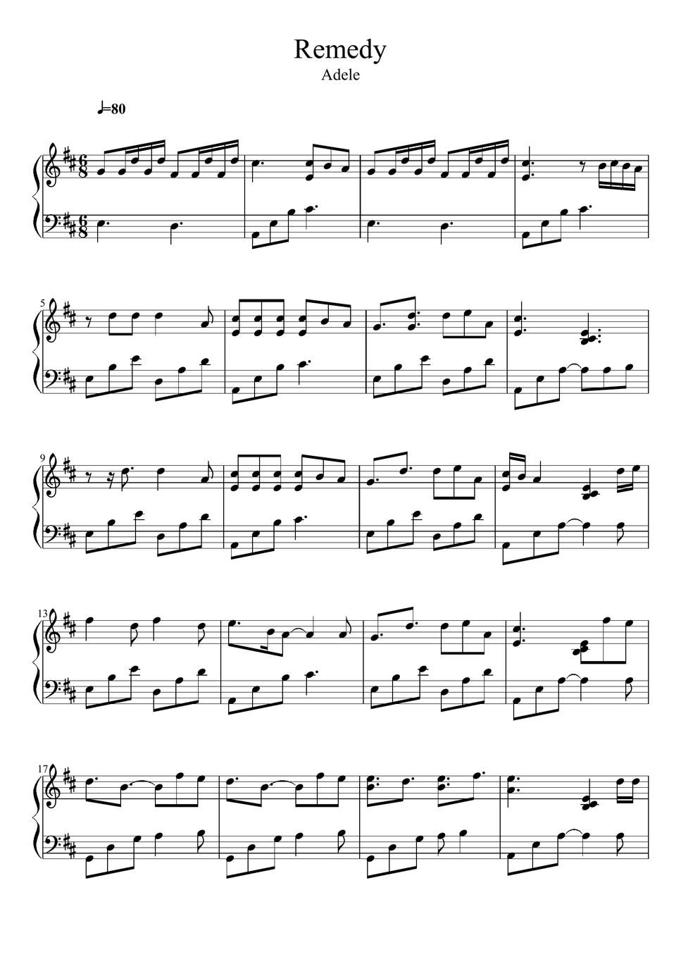 Adele - Remedy Sheet by Henry William