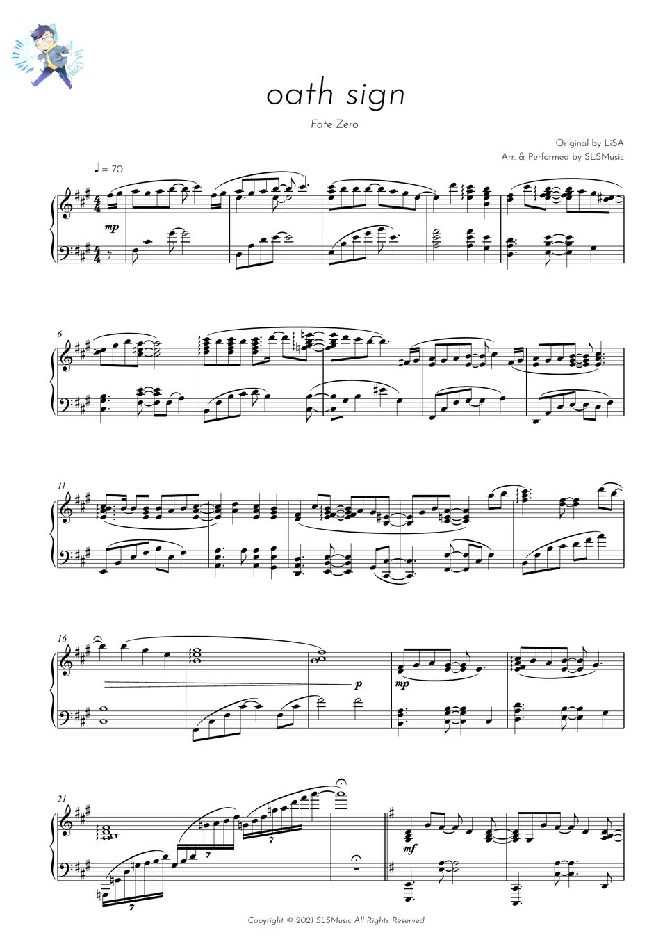 LiSA - oath sign (Fate Zero) Sheets by SLSMusic