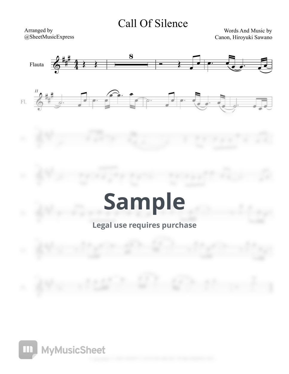 Hiroyuki Sawano - Call of Silence (Melody) 악보 by Sheet Music Express