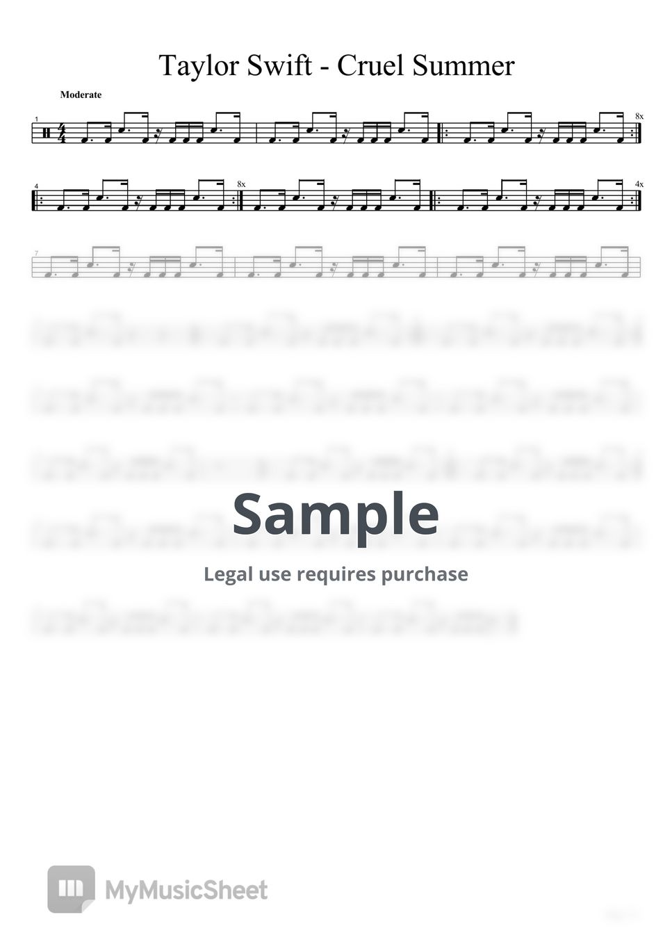 Taylor Swift - Cruel Summer (Cajon) Sheet Music by A Fu