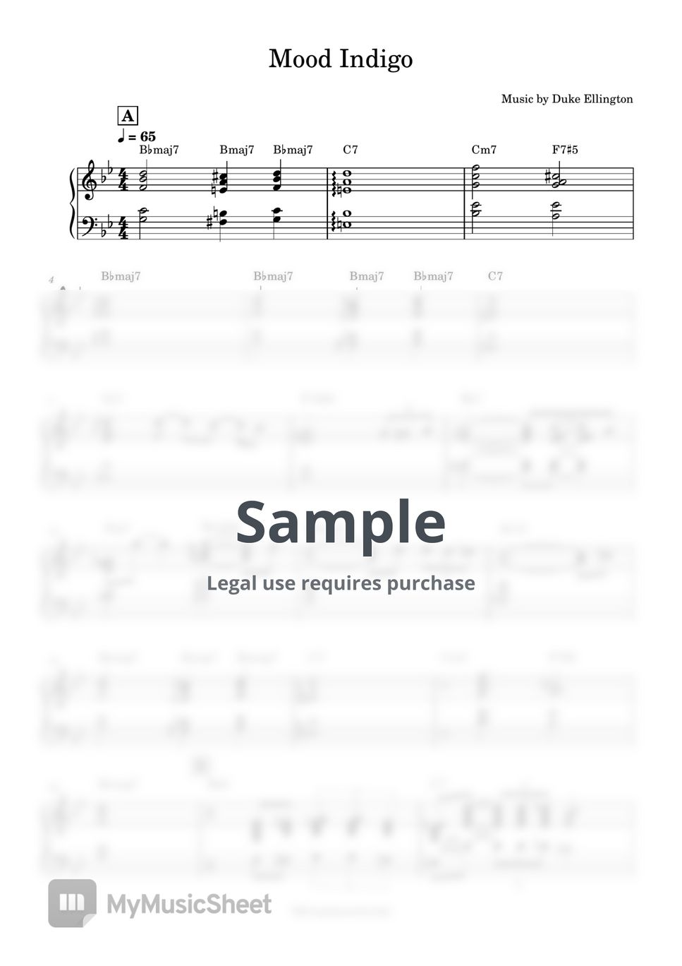 Duke Ellington - Mood Indigo 악보 by @fortepianotutorials