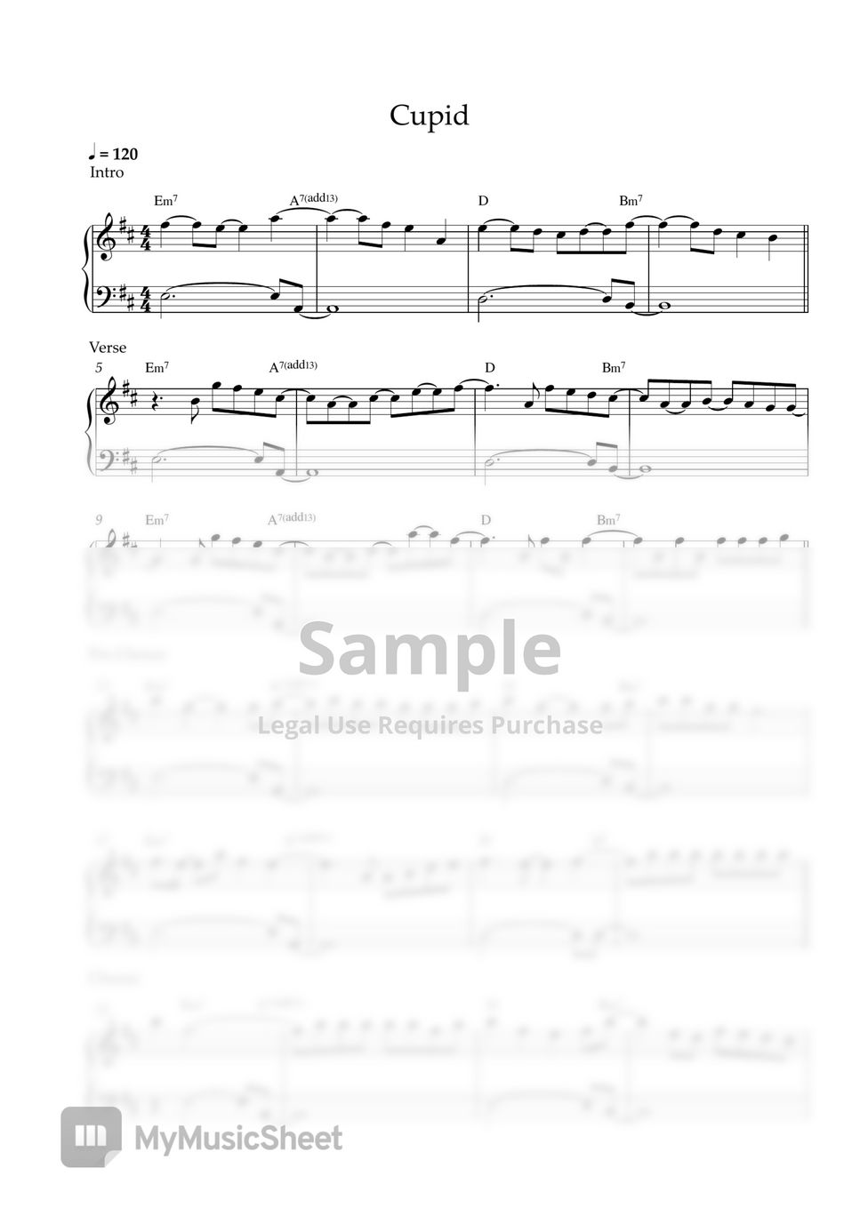 FIFTY FIFTY - Cupid (EASY PIANO SHEET) Sheet Music by Pianella Piano