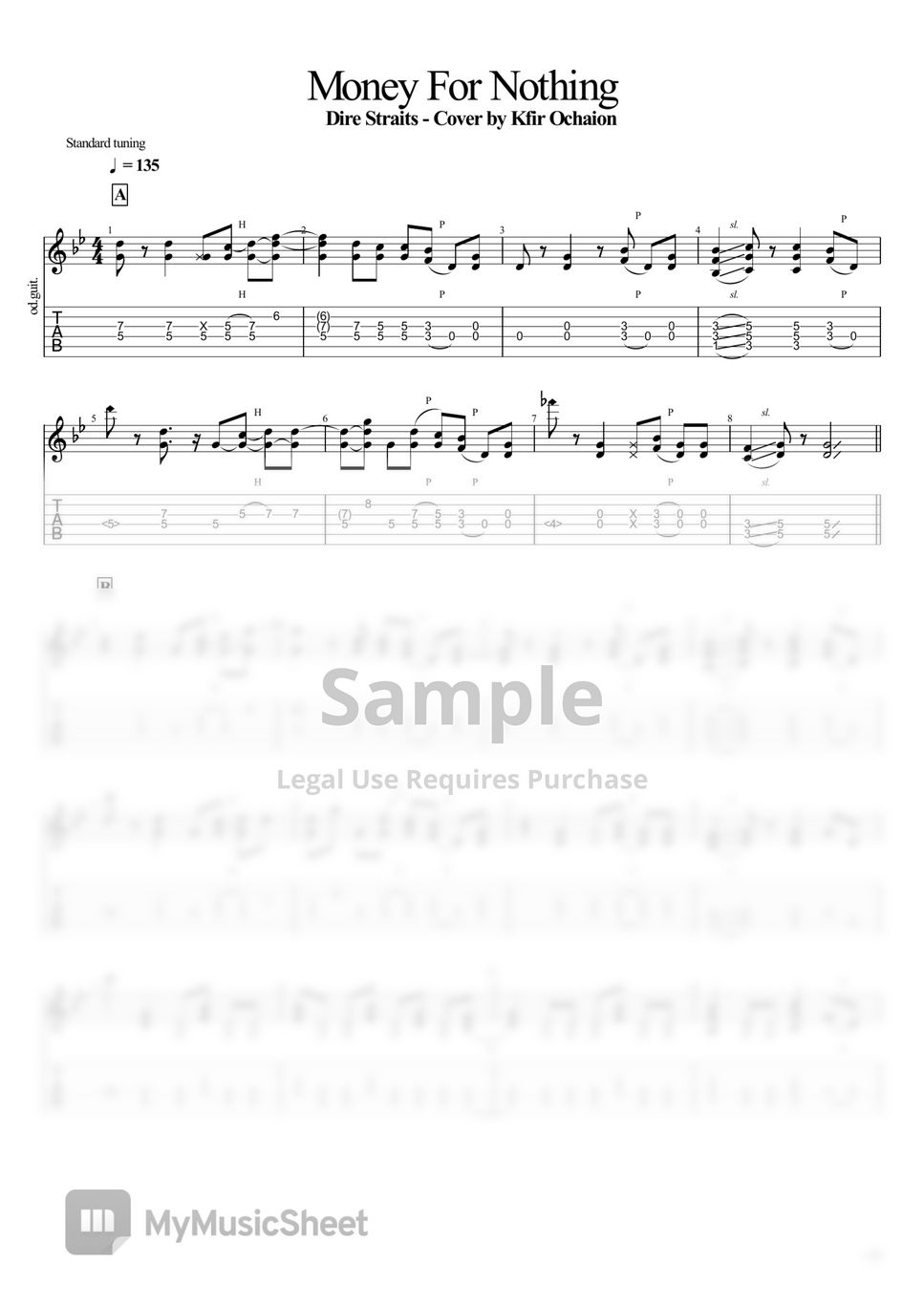 Dire Straits - Money for Nothing Sheets by Kfir Ochaion