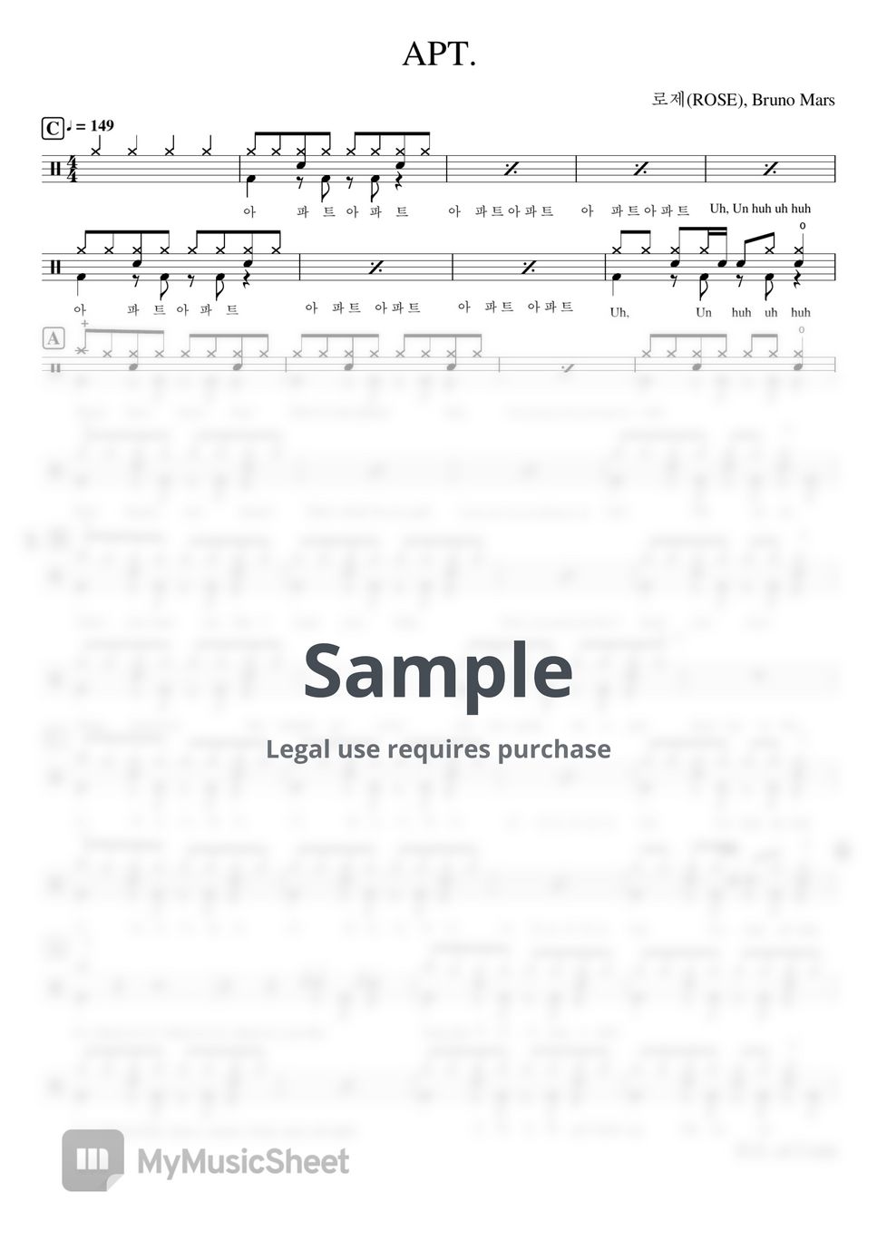 로제 (ROSÉ), Bruno Mars - APT. Sheets by YumD