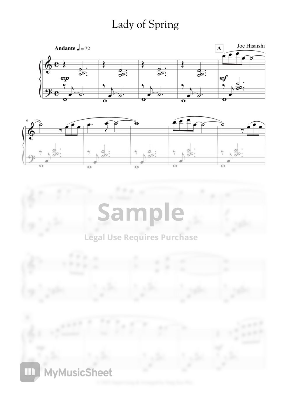 久石譲 - Lady of Spring (原典版) Partitura by 楊思緯