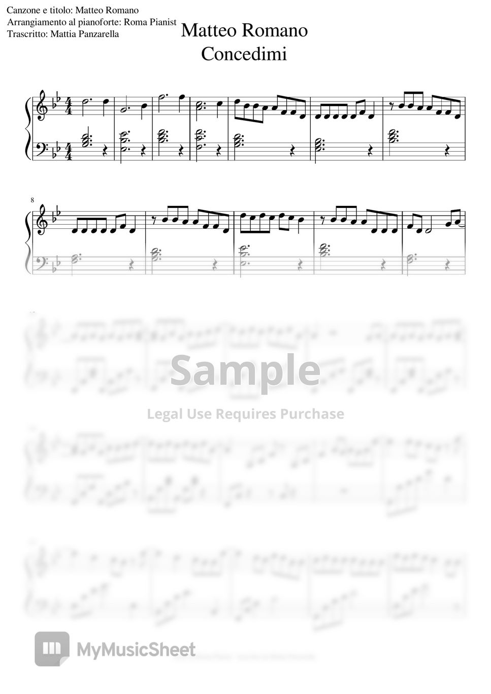 Matteo Romano - Concedimi Sheet Music by Roma Pianist