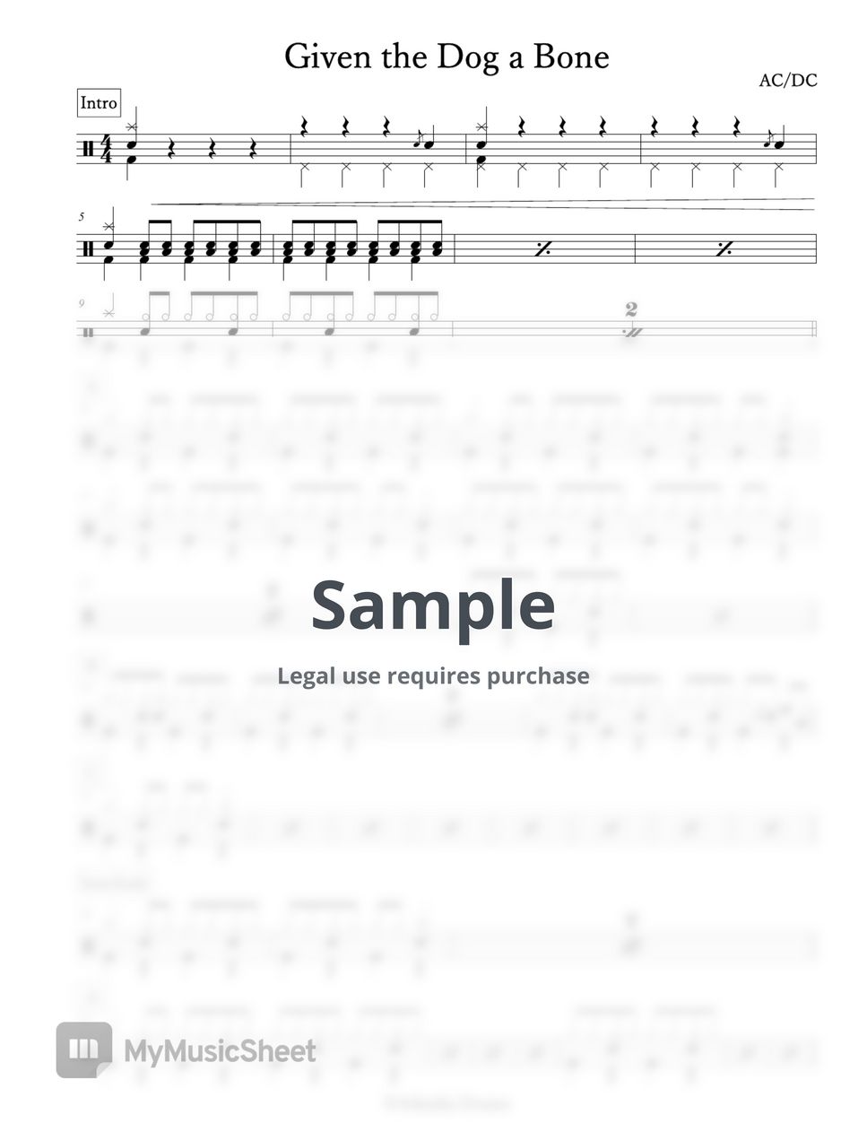 AC/DC - Given the Dog a Bone 楽譜 by Arkadia Drums