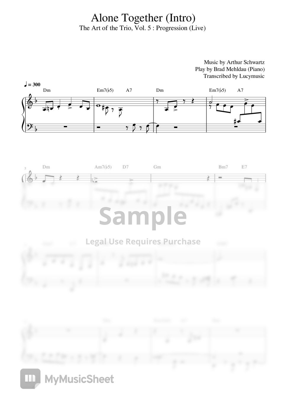 Brad Mehldau - Alone Together (Intro) Sheets by Lucymusic