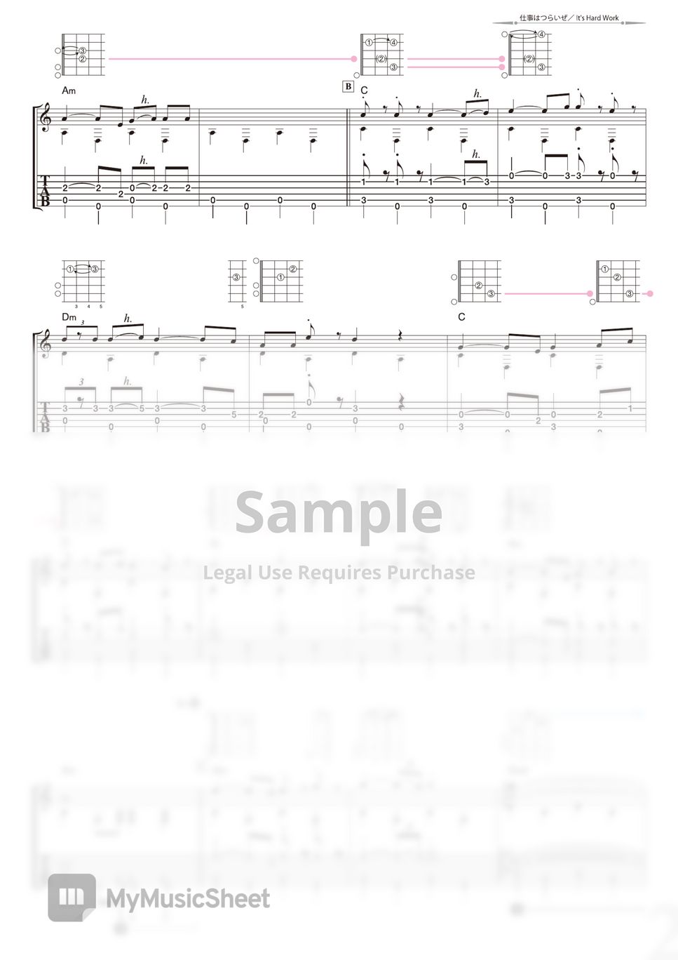 from “Spirited Away” - It's Hard Work (Solo Guitar) Tab + 1staff by ...