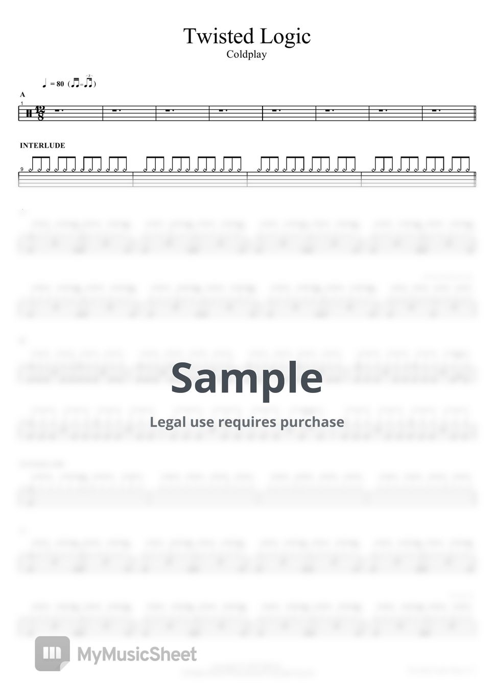 Coldplay - Twisted Logic Sheets by copydrum