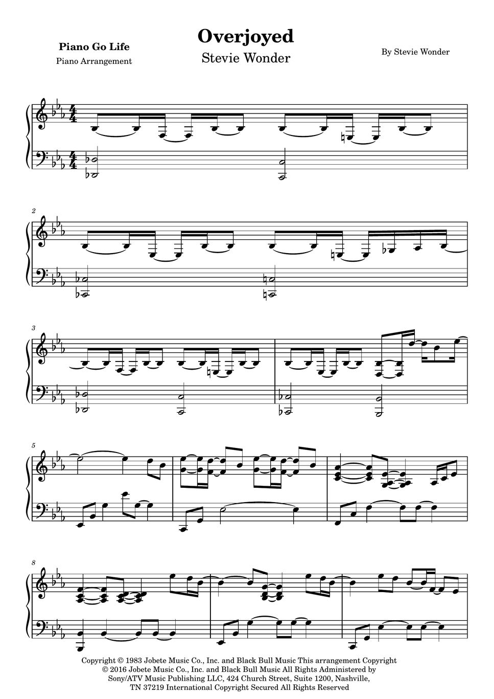 Stevie Wonder - Overjoyed 楽譜 by Piano Go Life