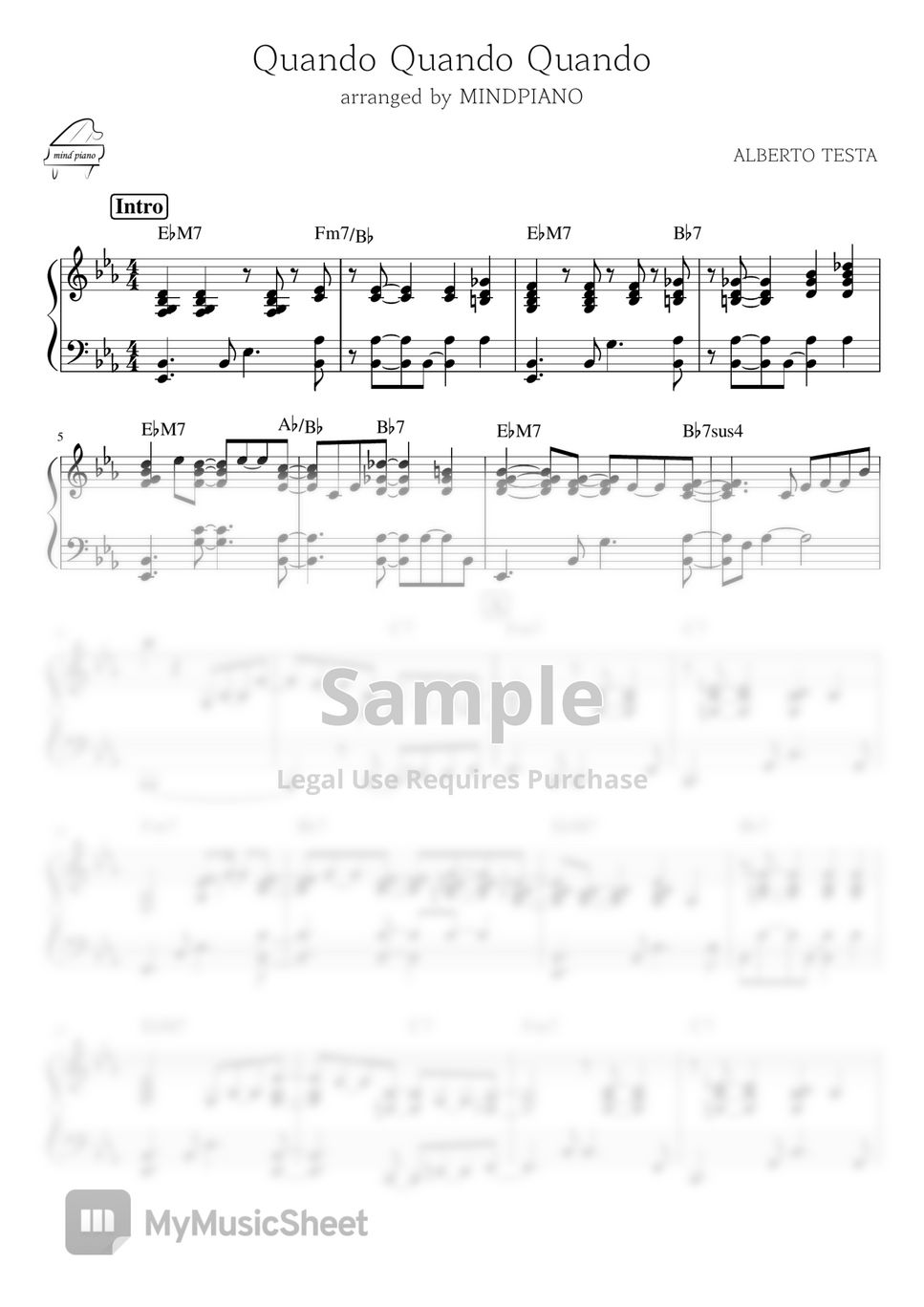 Michael Buble - Quando Quando Quando (Bossanova Piano) Hoja by Mindpiano