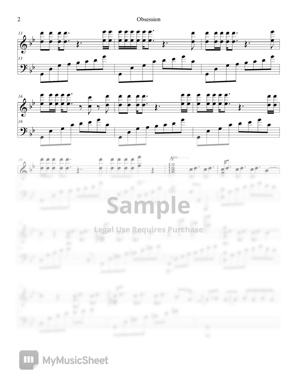 EXO 엑소 - Obsession Sheets by Lunar Piano