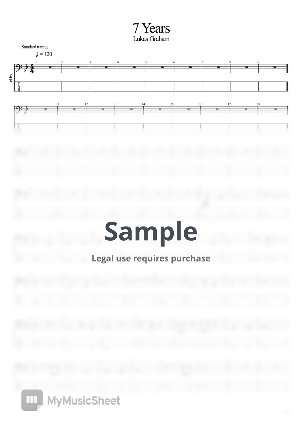 Lukas Graham - 7 Years Tab + 1staff by BassBlur