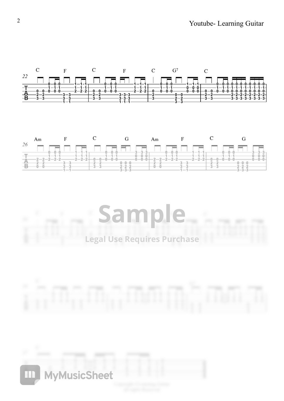 Josh Groban You Raise Me Up Guitar Rhythm Tab 악보 By Learning Guitar