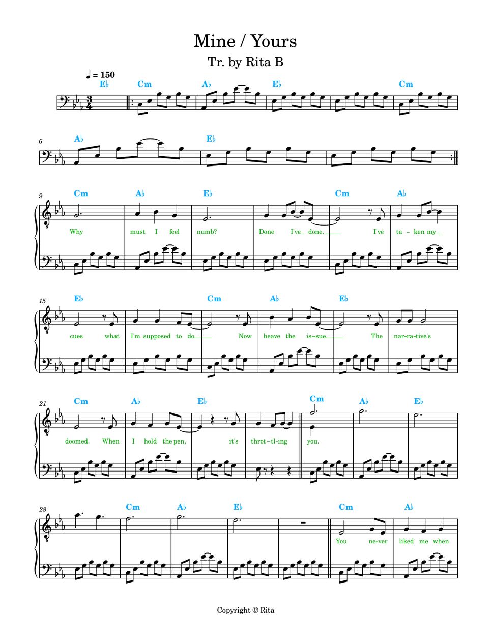 Wilbur Soot - Mine / Yours (Lyrics/chords) Sheet Music by Rita B