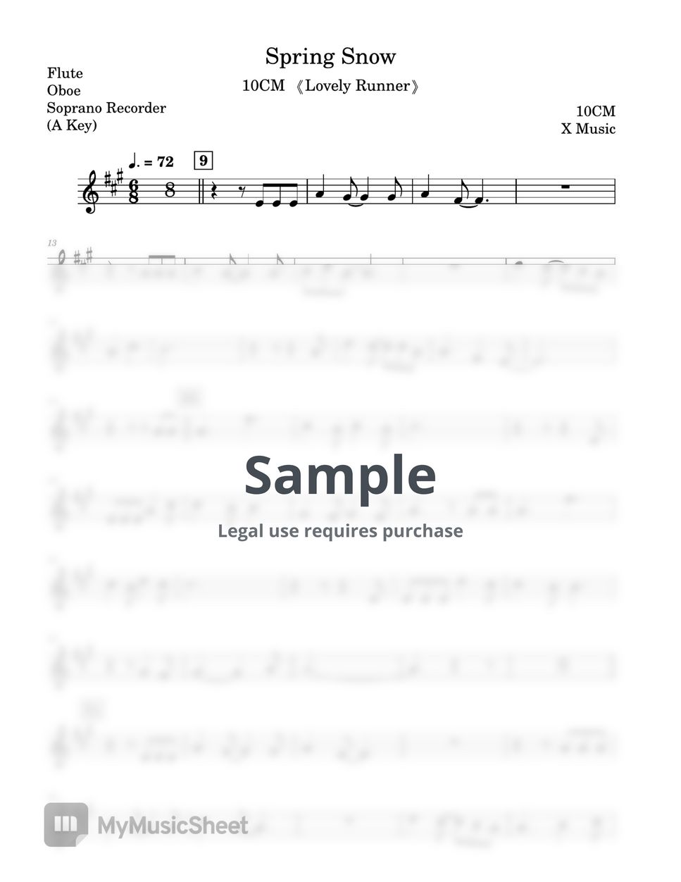 10cm - Spring Snow (Lovely Runner/선재 업고 튀어/背著善宰跑/A.C.F.G Key/附伴奏連結(With ...