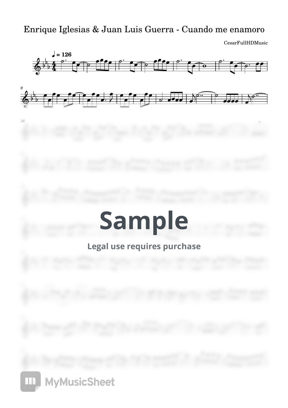 Enrique Iglesias & Juan Luis Guerra - Cuando me enamoro Sheets