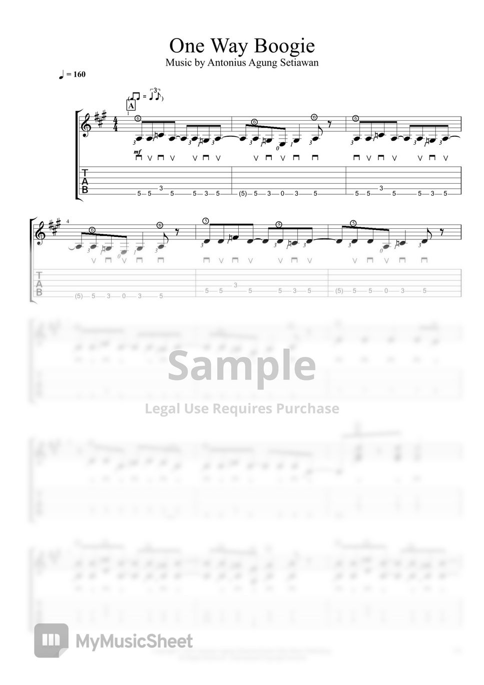 Antonius Agung Setiawan - One Way Boogie 악보