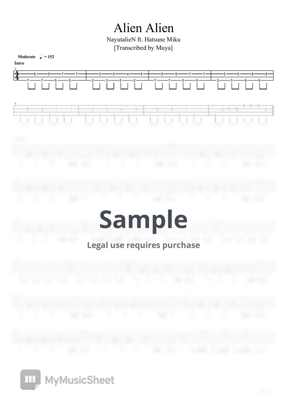 NayutalieN - Alien Alien (Bass TAB) Sheets by Muya