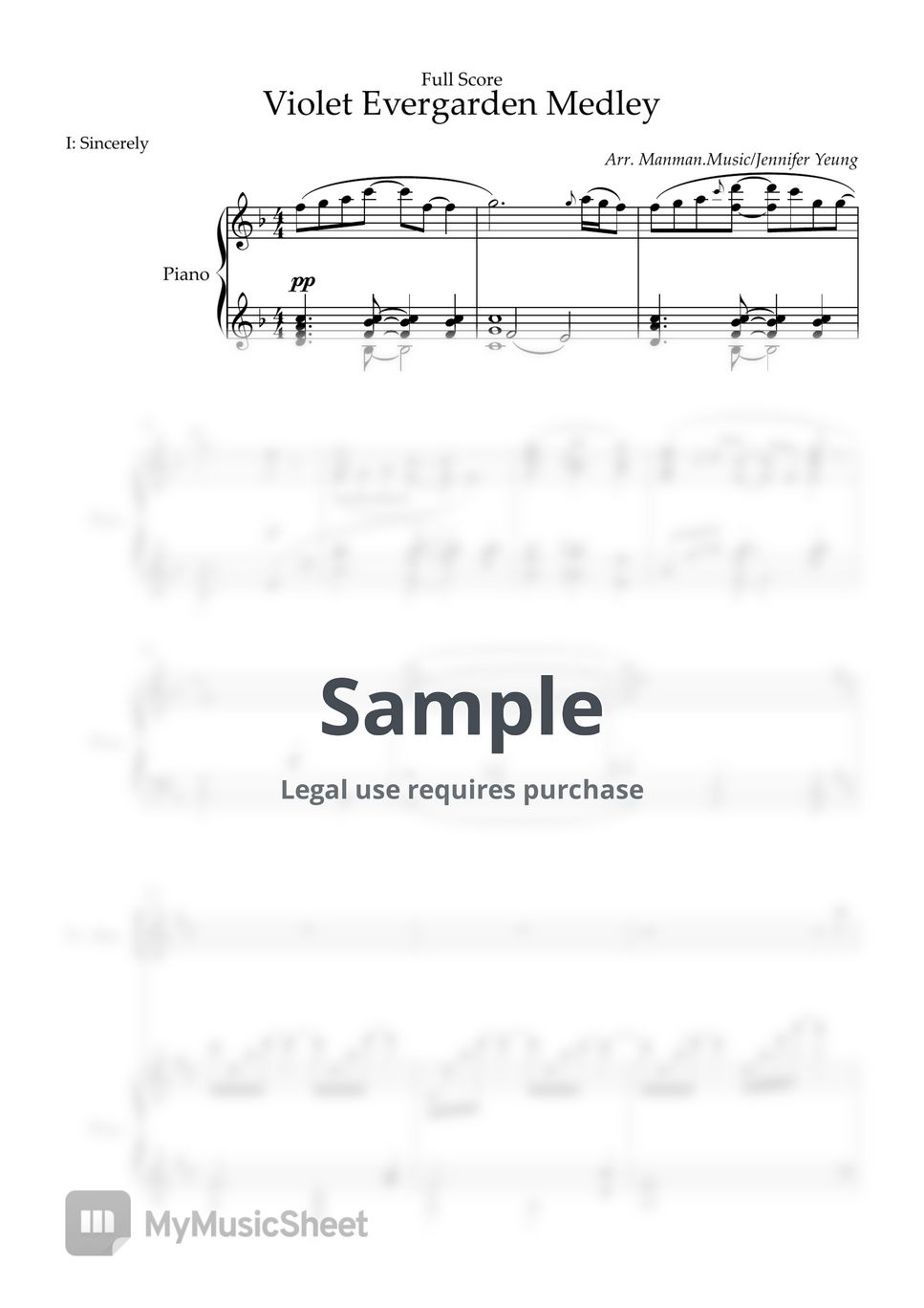 Evan Call - Violet Evergarden Medley for Recorder and Piano 악보 by ...