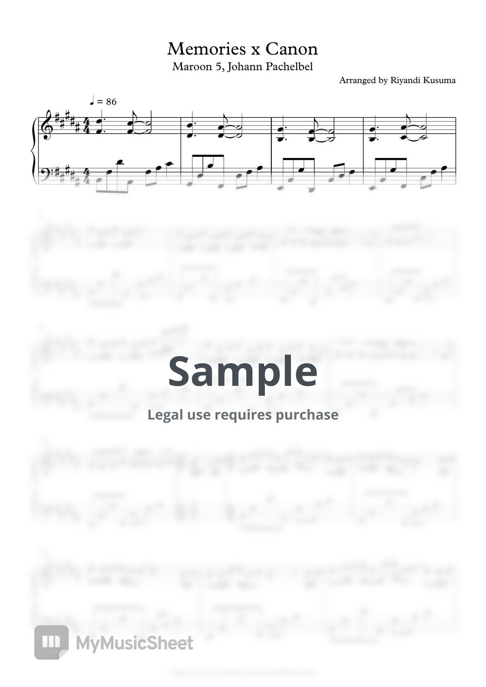 Maroon 5 - Memories x Canon Sheet Music by Riyandi Kusuma