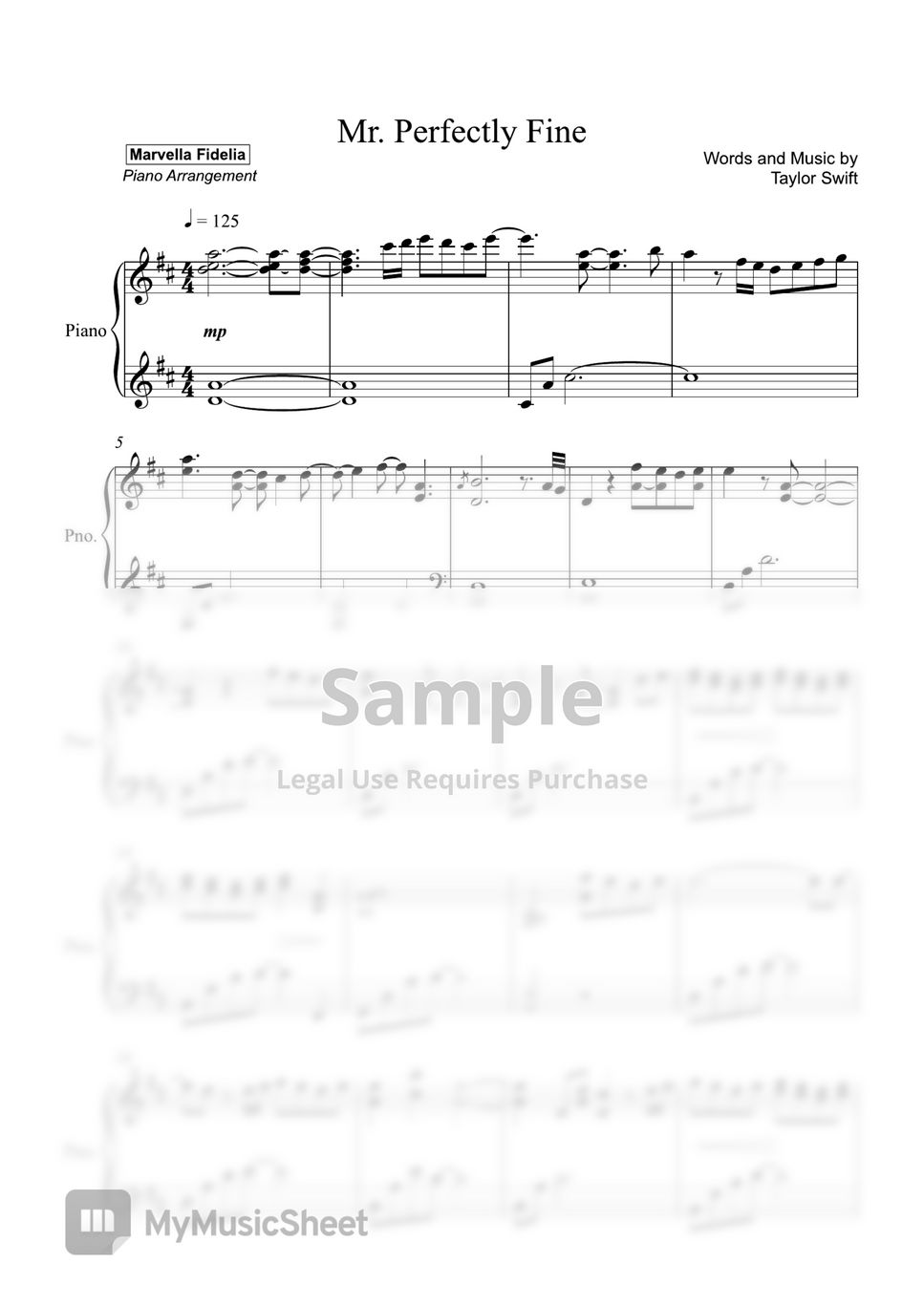 Taylor Swift - Mr. Perfectly Fine Sheets by Marvella Fidelia