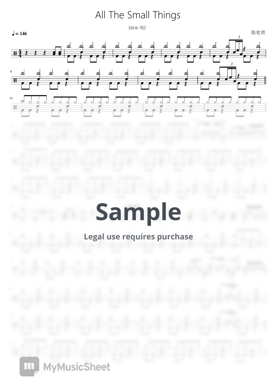 blink-182 - All The Small Things Sheet Music by 看哦爱随风