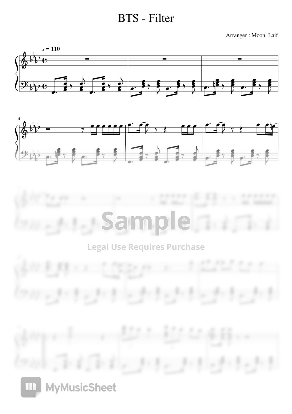 BTS - Filter 楽譜 by Moon. Laif