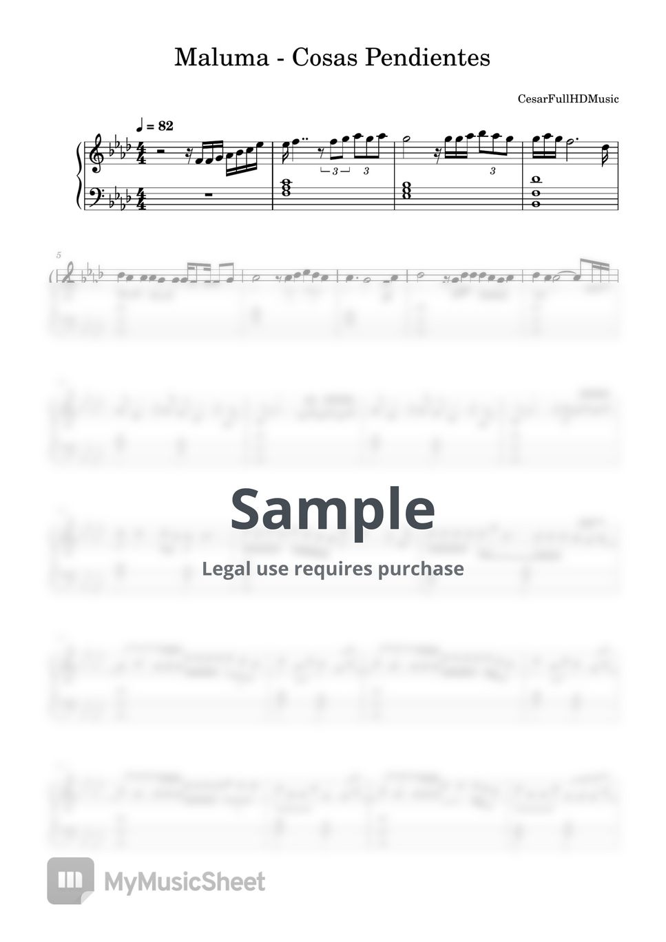 Maluma - Cosas Pendientes Sheets
